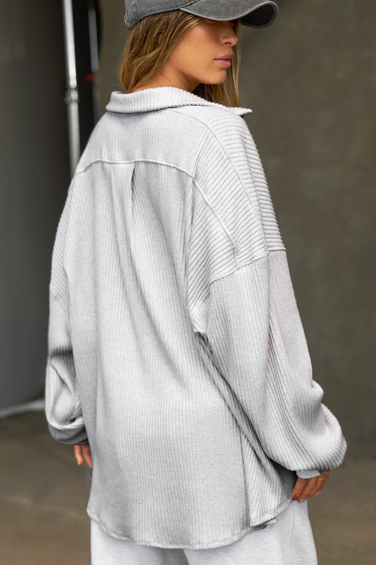 Deep V Pullover - Pearl Grey Luxe Knit – JOAH BROWN®